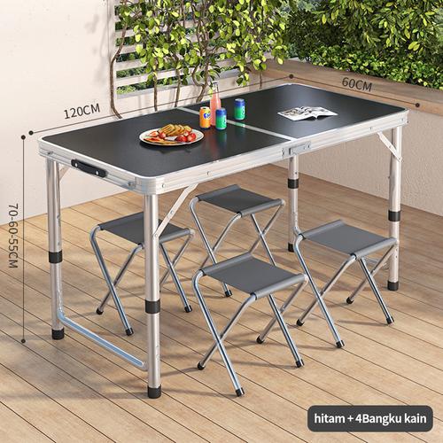 Jual Meja Lipat Meja Belajar Meja Koper Aluminium 60x120 cm 0/2/4 kursi ...