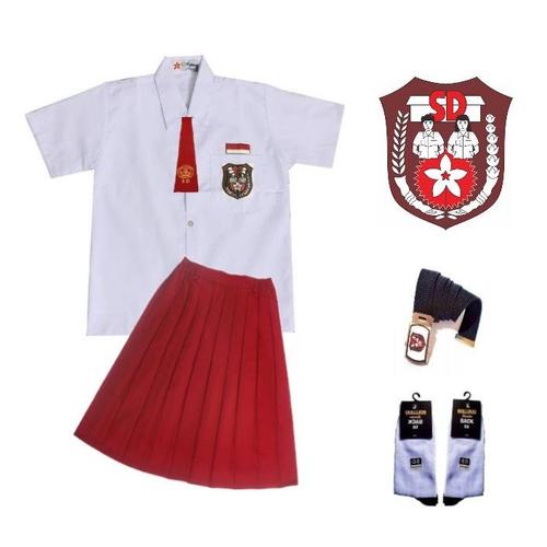 Jual Seragam Merah Putih SD Setelan Anak Perempuan Pendek Kelas 1-6 SD ...