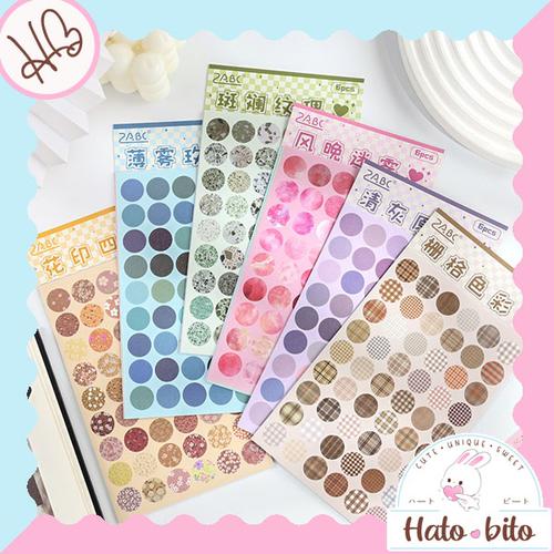 Jual 1 set isi 6 lembar Colorful round label sticker bulat deco stiker ...