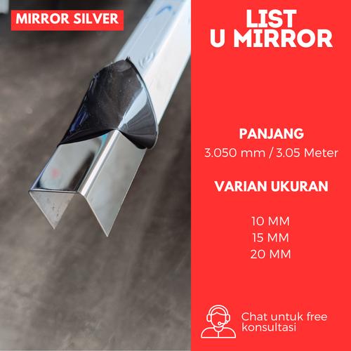 Jual LIST U / TALI AIR / KANAL U MIRROR SILVER STAINLESS 201 PANJANG 3 ...
