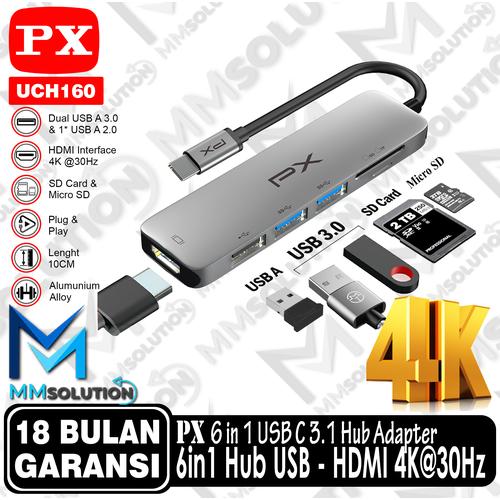 Jual PX UCH160 USB Hub 6 in 1 Converter Type C 3.1 Macbook Laptop HDMI ...