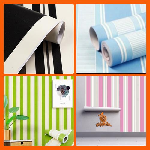 Promo [COD 10M] Wallpaper Dinding Motif Garis Wallpaper Ruang Tamu ...
