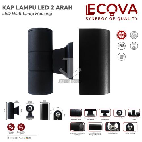 Jual ECOVA LED KAP DINDING FITTING LAMPU MR 16 2 ARAH BODY OVAL & SILINDER ALMUNIUM IP65 ...