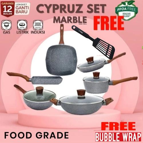 Jual Set Marble Cookware Cypruz Pan Induksi Panci Wajan Penggorengan 6 ...