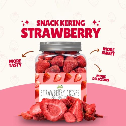 Jual Freeze Dried Strawberry Snack Buah Strawberry Kering Cemilan Snack Diet Rendah Kalori ...