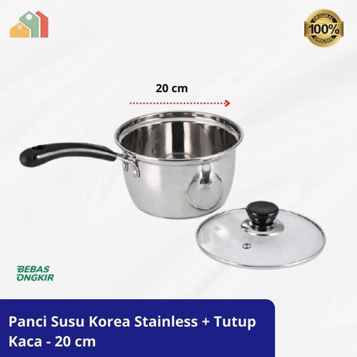 Jual Panci Susu Korean Milk Pot Stainless Dengan Tutup Kaca - 20 cm ...