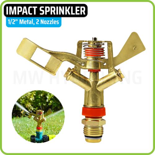 Jual Impact Sprinkler Metal, 1/2" Male, Double Nozzle - Sprinkler Logam ...