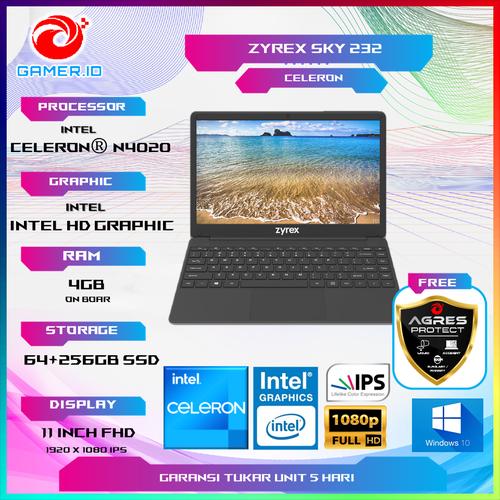 Promo Zyrex Sky 232 2021 | N4020 4GB 256ssd+64GB W10 14FHD - Normal, 11 ...