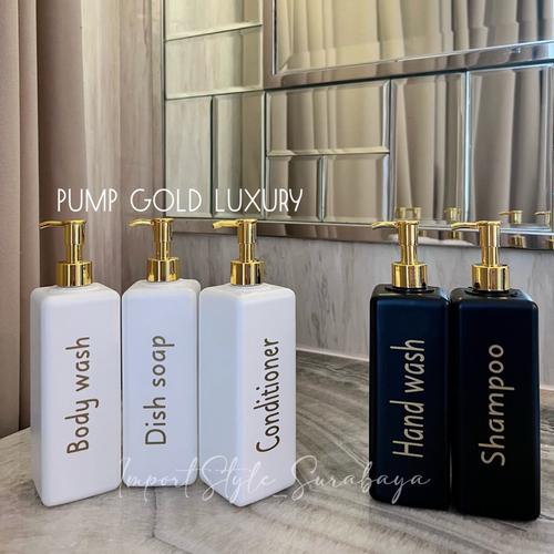 Jual BOTOL KOTAK 500ML HITAM / PUTIH GOLD NATURAL LONG PIPE LUXURY ...