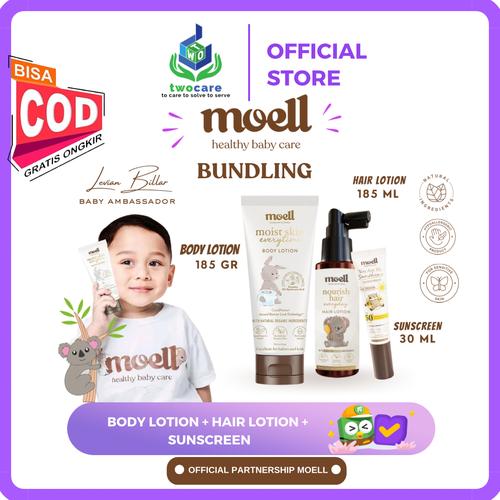 Jual Moell Triple Bundling Hair Lotion 100ml & Physical Sunscreen SPF ...