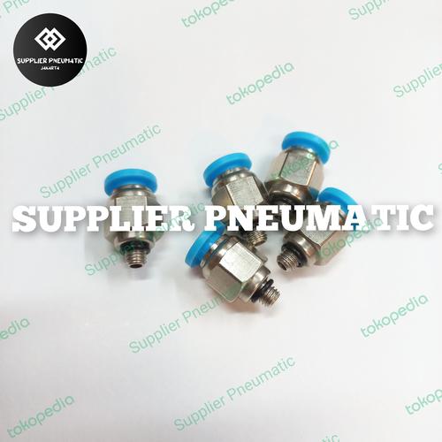 Jual Tubing Connector / Fitting Lurus Pneumatic Drat M5 Selang 6mm PC6 ...