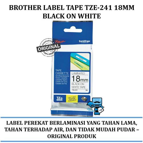 Jual Brother Label Tape TZE-241 18MM Black On White - Kami Master ...