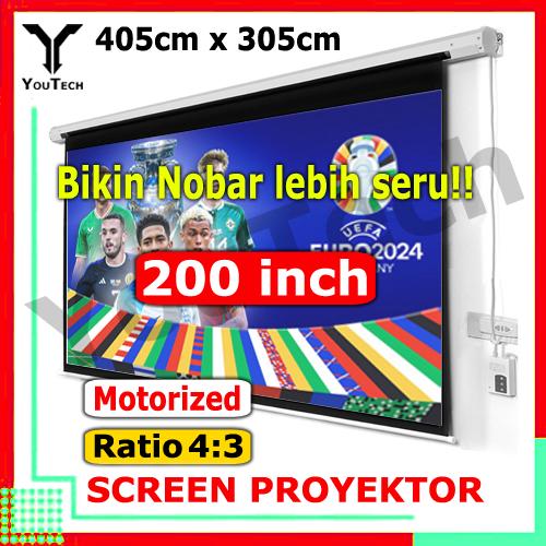 Jual MOTORIZED SCREEN PROJECTOR 200 INCH 405cm x 305cm Rasio 4:3 LAYAR ...
