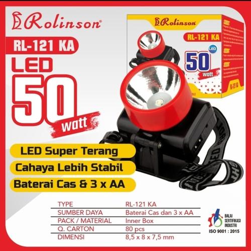 Jual Senter kepala Rolinson 50watt cas dan Baterai RL-121KA - MS-121 KA ...