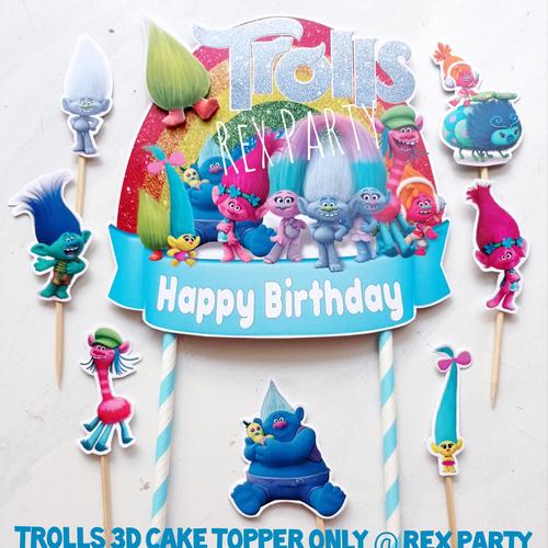 Jual Trolls Cake Topper/ Topper Kue 3D Trolls/ Cake Topper Trolls ...