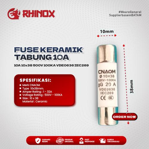 Jual Fuse Keramik Tabung CNAOM 10A 10x38 500V 100KA VDE0636 IEC269 ...