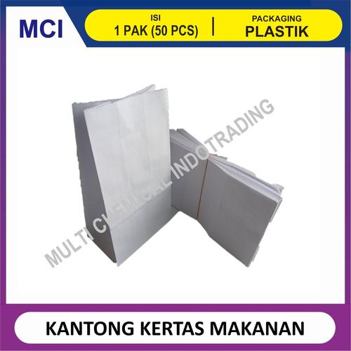 Jual KANTONG KERTAS ROTI MAKANAN PAPER BAG SOS PUTIH WHITE 1 PACK 50 ...