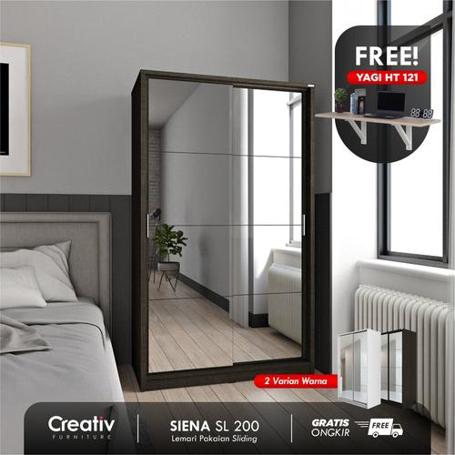 Promo Creativ Lemari Sliding Pakaian Minimalis / Wardrobe Baju Kaca ...