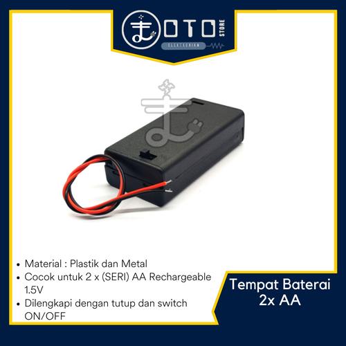 Jual Tempat Baterai 2x AA Cover Saklar ON / OFF Seri Double Battery ...