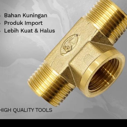 Jual TEE Nepel Kuningan Drat Luar Dalam 1/2" Nepple Drat Kuningan ...