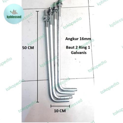 Jual Angkur Bolt L Beton 16 mm(5/8) x 50 cm Galvanis, Tiang Angkur ...
