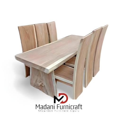Jual SET MEJA MAKAN 2 METER 6 KURSI BLOK MENTAHAN KAYU TREMBESI SOLID ...