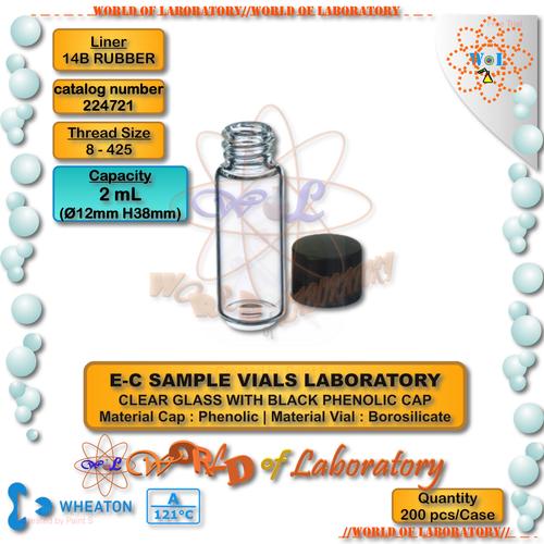 Jual WHEATON E-C Sample Vial Laboratory, Clear Glass with Black Phenolic Cap, Variable Capacity ...