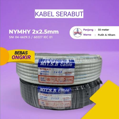 Jual Kabel Listrik Serabut Nyyhy Nymhy 2x2,5 50m 2x2.5 50 Meter Mitsuba Kabel - Putih - Jakarta ...