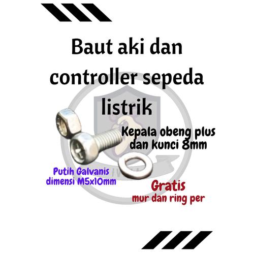Jual (isi 5 set) Baut aki sepeda listrik motor listrik baut controller ...