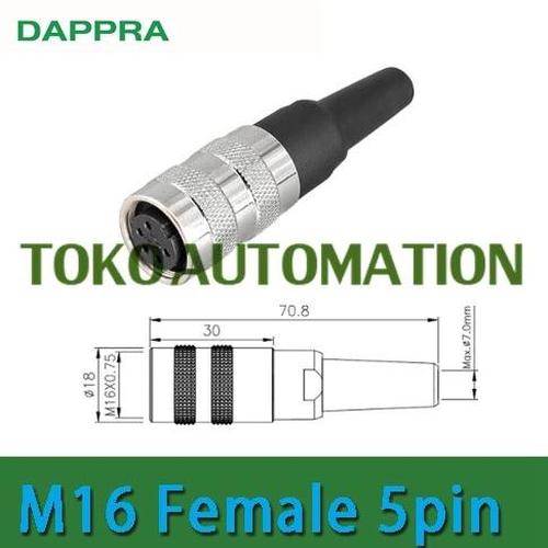 Jual M16 5 PIN FEMALE SENSOR CIRCULAR CONNECTOR WATERPROOF KONEKTOR ...