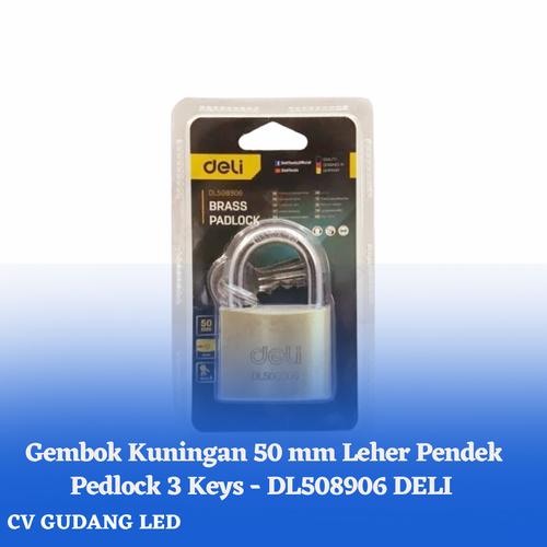 Jual Gembok Kuningan 50mm Leher Pendek Pedlock 3 keys - DL508906 DELI ...