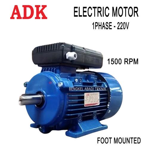 Jual ELECTRIC MOTOR ADK 0.75KW 1HP 4POLE 1500RPM 1PHASE B3 FOOT MOUNTED ...