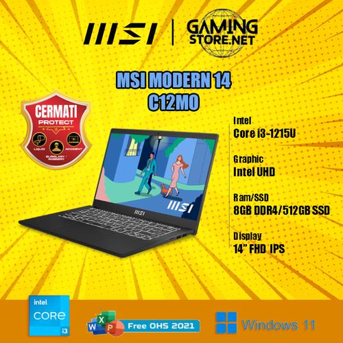 Promo MSI Modern 14 C12M Core i3 1215U 8GB 512GB UHD Graphics 14" Full ...