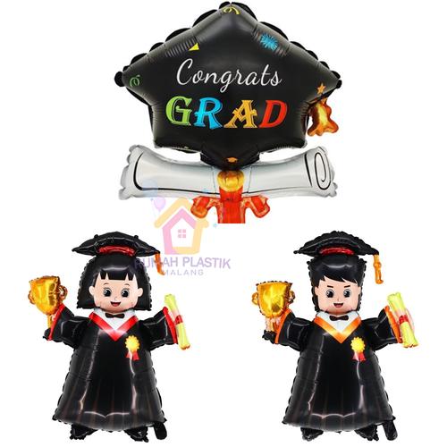 Jual BALON FOIL ORANG WISUDA COWOK CEWEK KECIL small toga souvenir ...