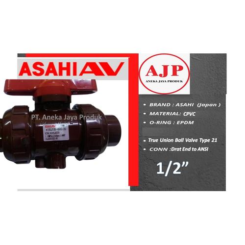 Jual BALL VALVE TRUE UNION CPVC/EPDM THREAD ANSI/ ASAHI AV / 1/2 INCH ...