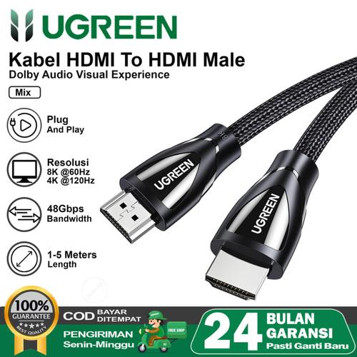 Jual Kabel HDMI UGREEN 2.1 8K 60hz 4K 120hz 48Gbps Ultra High Speed HDCP2.2 80401 - Kota ...