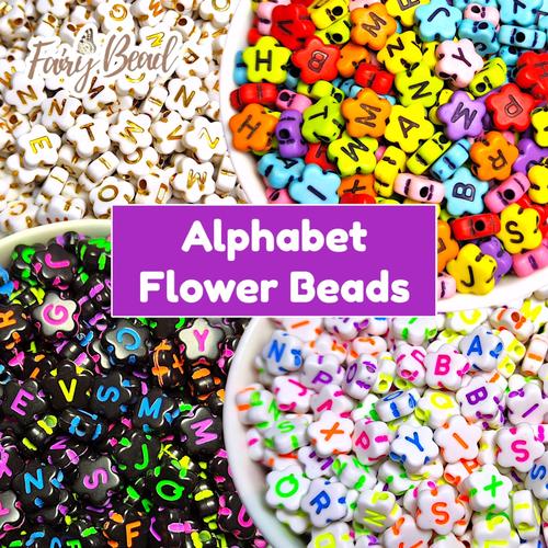 Jual (30g) Flower Alphabet Beads MOTE HURUF MANIK HURUF Bentuk BUNGA ...