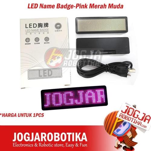Jual LED Name Badge Papan Nama Name Tag LED Berjalan-Pink Merah Muda ...