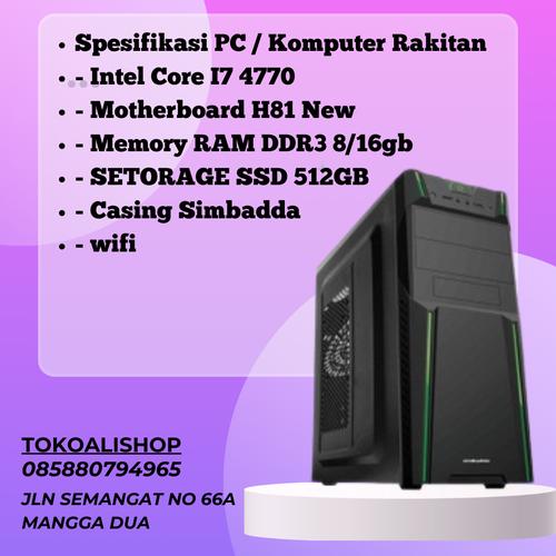 Promo Komputer PC Core i7 4770 RAM 8/16GB SSD 512GB Case SIMBADDA - RAM 16GB - Jakarta Pusat ...