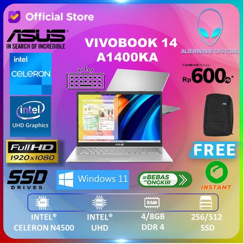 Promo ASUS Vivobook 14 A1400KA N4500 DDR4 4GB/8GB 256GB/512GB SSD 14 ...