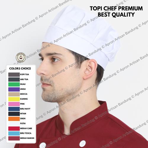 Promo Topi Chef Model Jamur untuk Koki Waiters Baker Patissier - Hitam ...