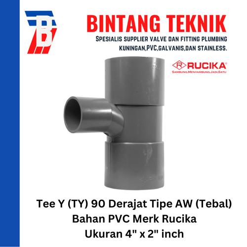 Jual Large Radius Tee Y 4" x 2" inch PVC Rucika AW - Jakarta Barat ...