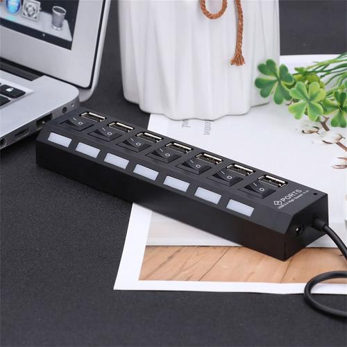 Jual USB Hub 7 Port Output Switch On 2.0 PC Laptop USB Slot Extension ...