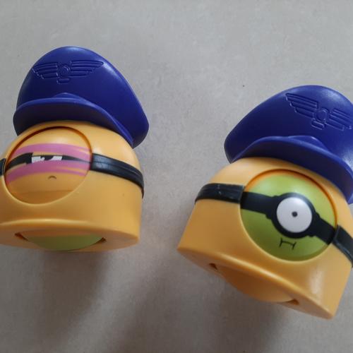 Jual minions set (2) head figures, bisa ganti muka 3 kali, rolling ...
