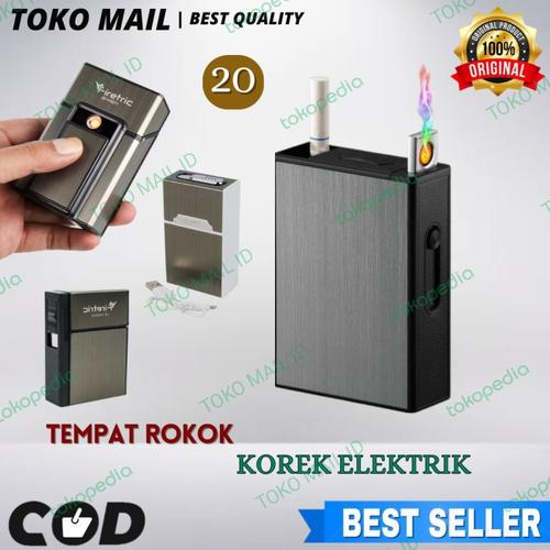 Jual Kotak Tempat Rokok Plus Korek Api Elektrik 20 Batang Waterproof ...