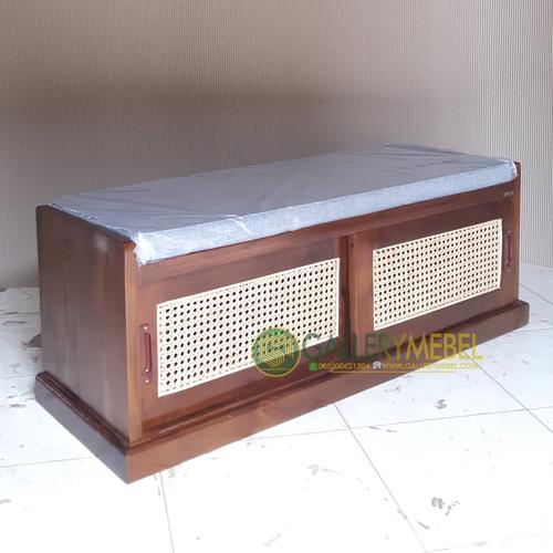 Jual Bangku Rak Sepatu Minimalis, Bench Storage Pintu Rotan, Bangku ...