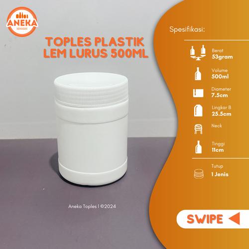 Jual Toples Plastik 500ml HDPE Vim Lurus Botol Pot Lem Jar 500ml HDPE ...
