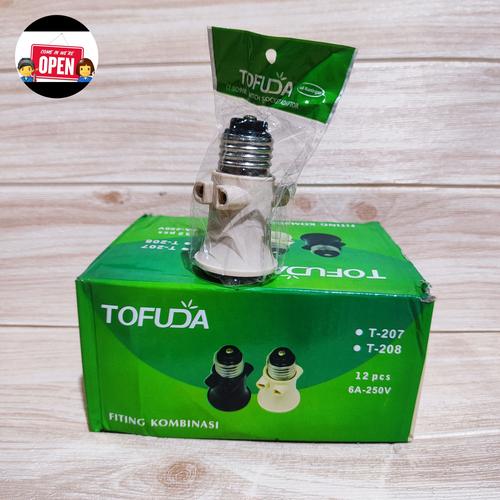 Jual fitting colokan listrik fitting lampu kombinasi E27 Tofuda ...