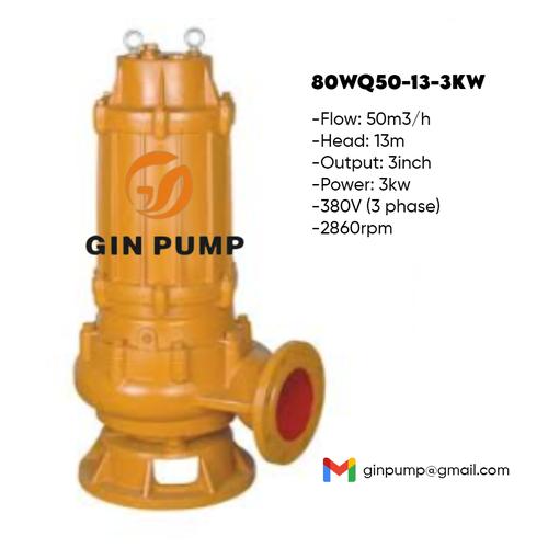 Jual Pompa Celup Air Kotor / Submersible Sewage Pump Merek Gin pump 80WQ50-13-3KW 3inch 380V ...