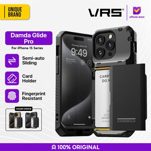 Promo Case iPhone 15 Pro Max 15 Pro VRS DESIGN DAMDA GLIDE PRO Wallet - Black Groove, iPhone 15 ...